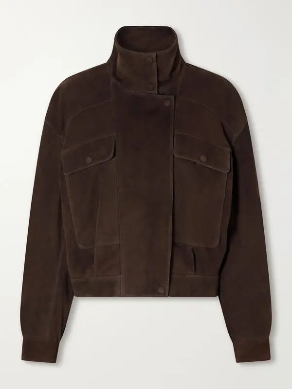Nour Hammour Paneled Suede Jacket - Brown