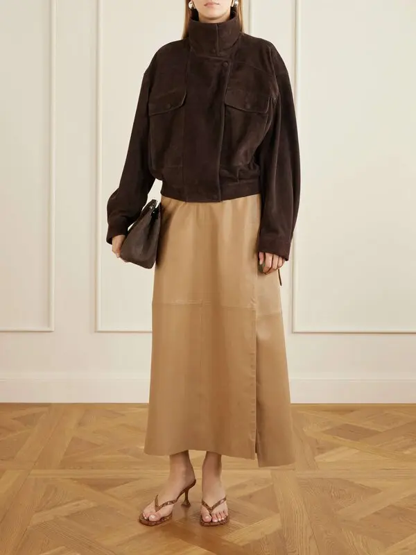 Nour Hammour Quincy Paneled Suede Jacket