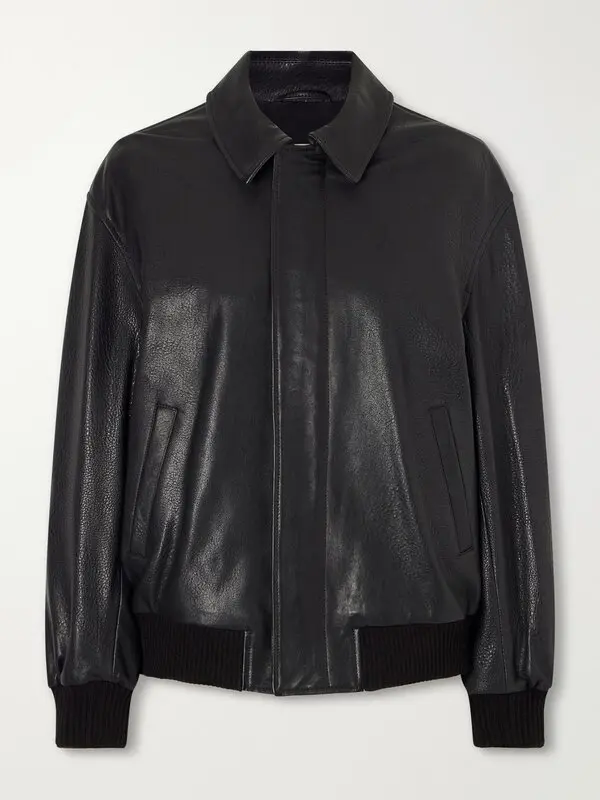 Nour Hammour Toyen Leather Bomber Jacket - Black