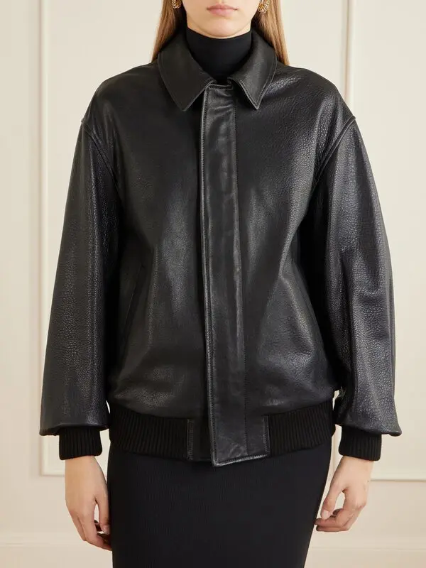 Nour Hammour Toyen Leather Bomber Jacket