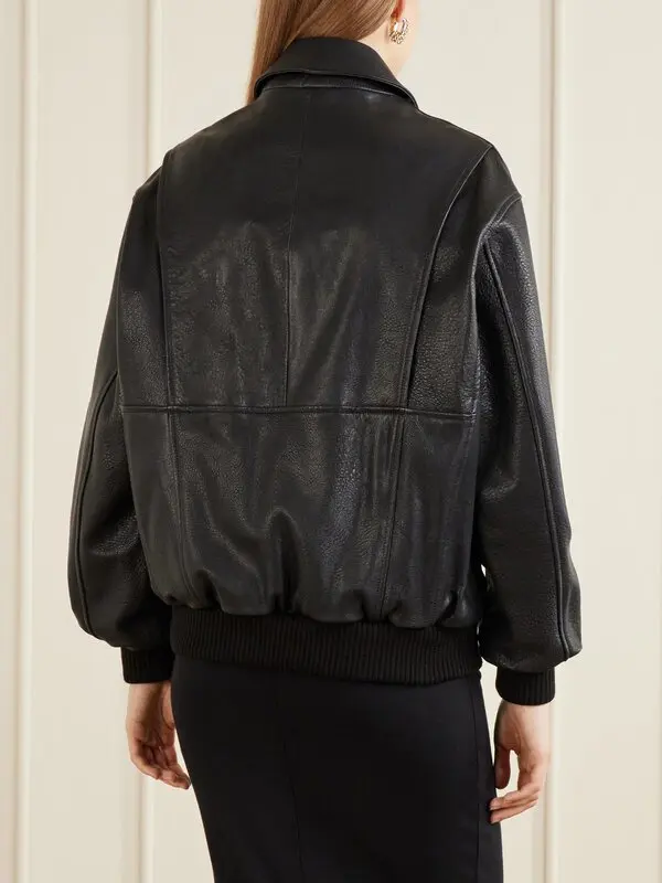 Nour Hammour Toyen Leather Bomber Jacket