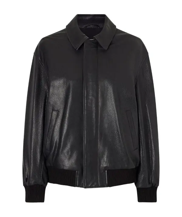 Nour Hammour Toyen Leather Bomber Jacket - Black