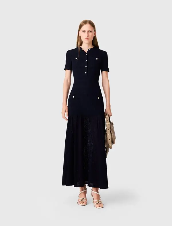 Maje Pointelle Knit Maxi Dress