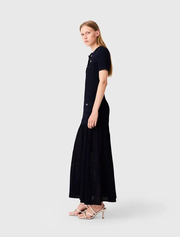 Maje Pointelle Knit Maxi Dress