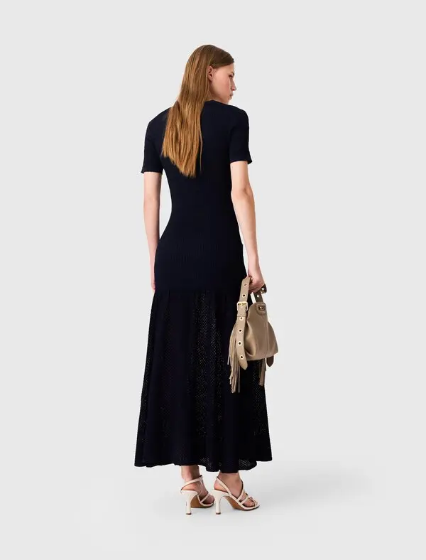 Maje Pointelle Knit Maxi Dress