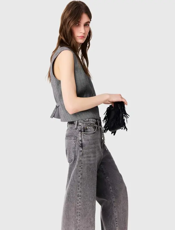 Maje Tailored Vest With Rhinestone Pinstripes