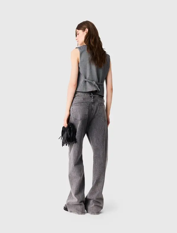 Maje Tailored Vest With Rhinestone Pinstripes