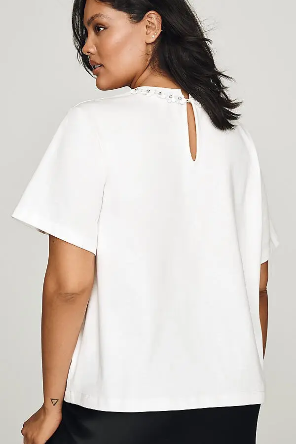 English Factory Embellished Bow Detail Cotton Top