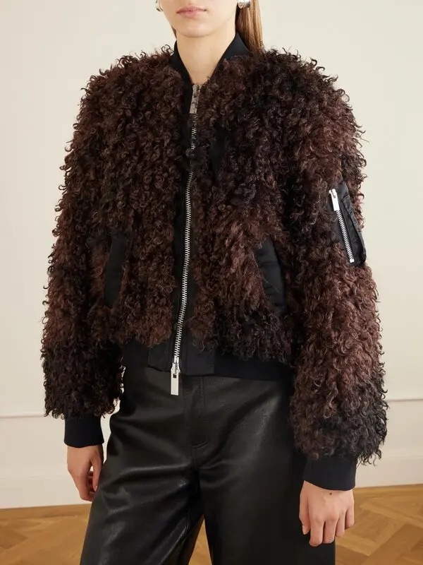 Sacai Textured Bomber Jacket - Brown