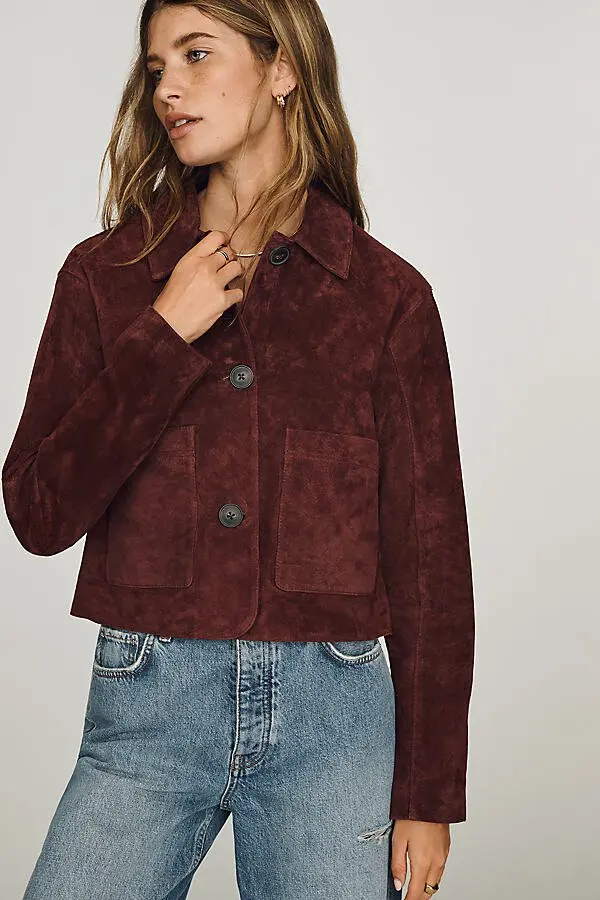 Blanknyc Cropped Suede Jacket - Wine Oclock