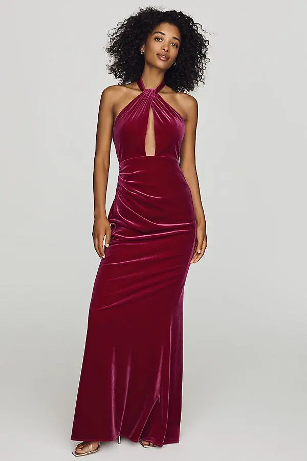 Mac Duggal Halter-neck Maxi Dress