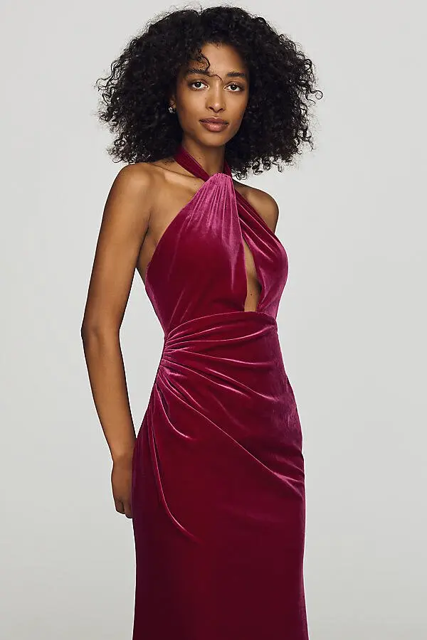 Mac Duggal Halter-neck Maxi Dress