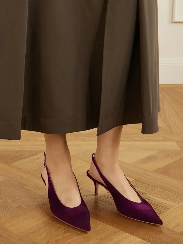 GIANVITO ROSSI Robbie Sling 55 Kitten Heel Slingback Pumps - Purple