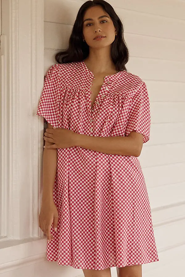 PAPINELLE Anais Gathered Nightie - Raspberry