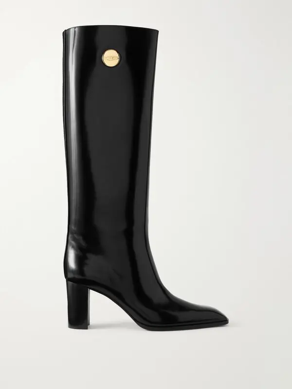 Saint Laurent Louis 85 Leather Knee-high Boots - Black