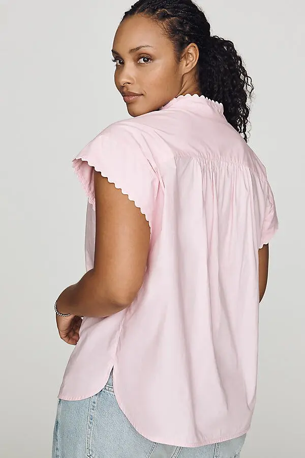English Factory Cap Sleeve Button-down Shirt