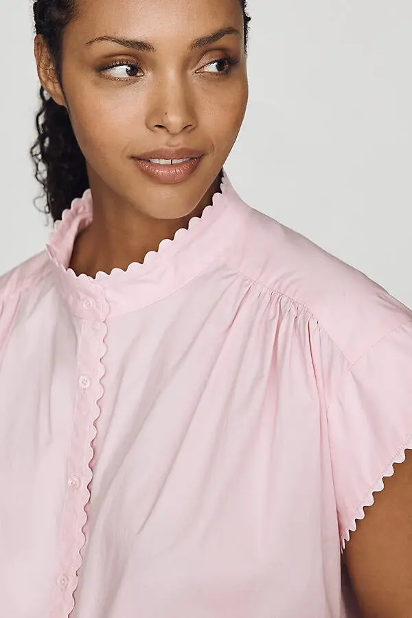 English Factory Cap Sleeve Button-down Shirt