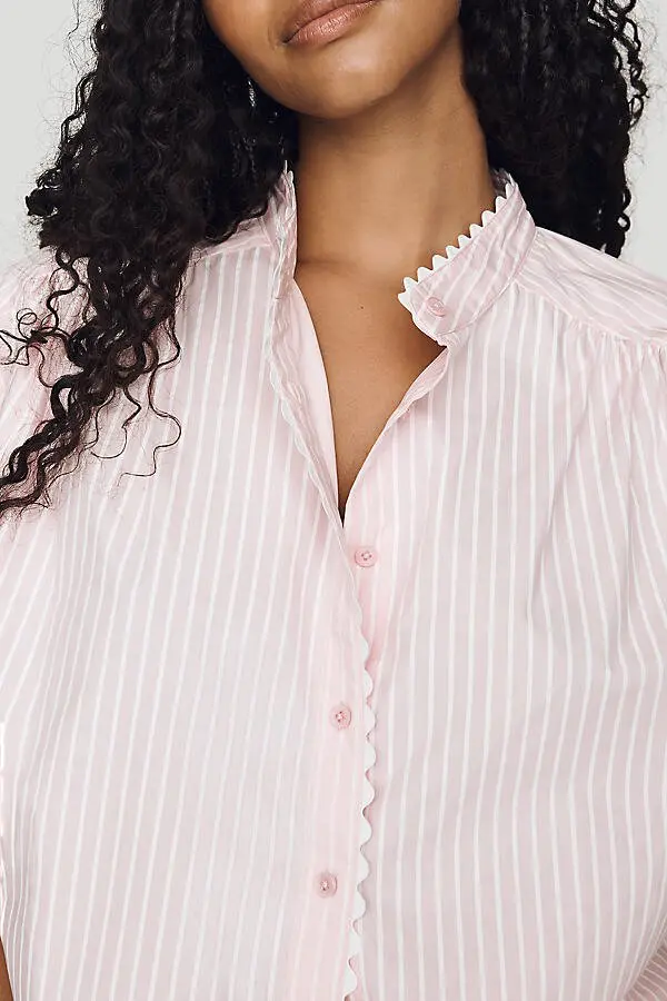 English Factory Cap Sleeve Button Down Shirt