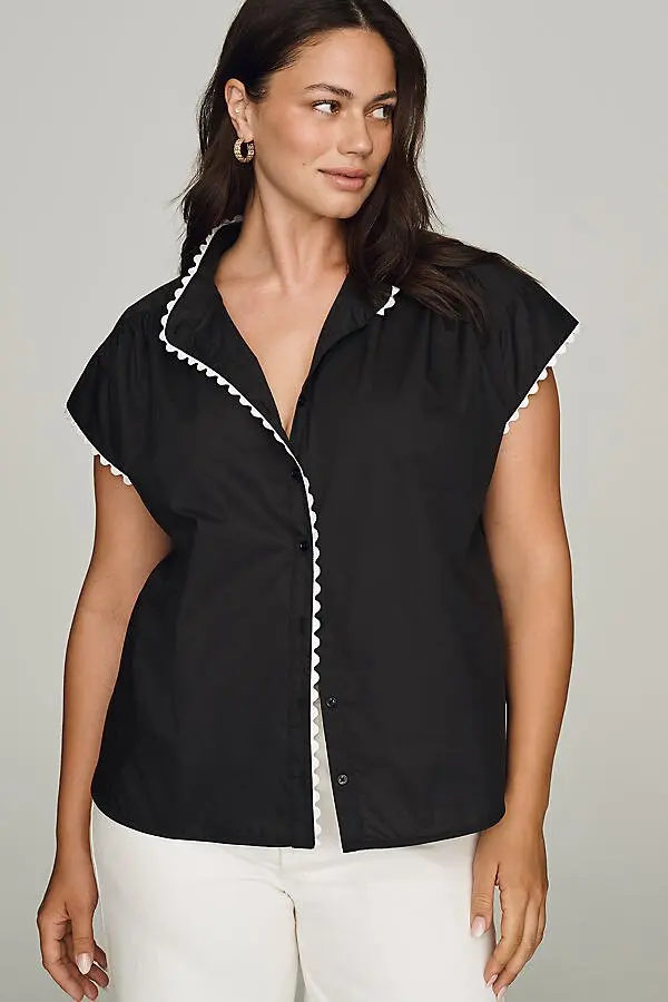 English Factory Scalloped Short-sleeve Top