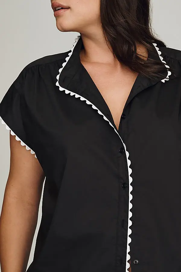 English Factory Scalloped Short-sleeve Top