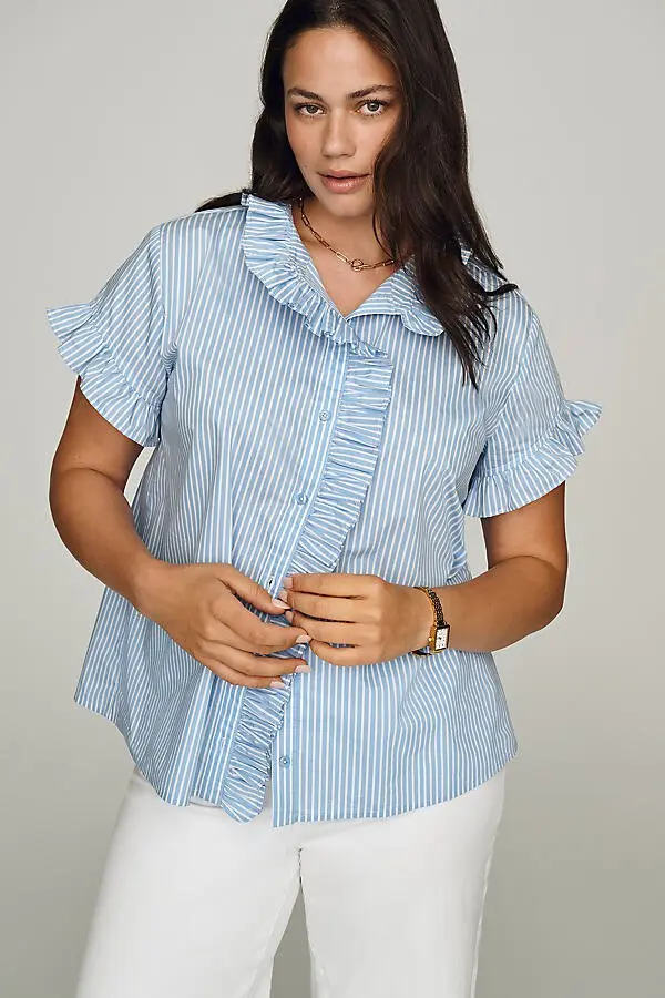 English Factory Ruffled Buttondown Shirt