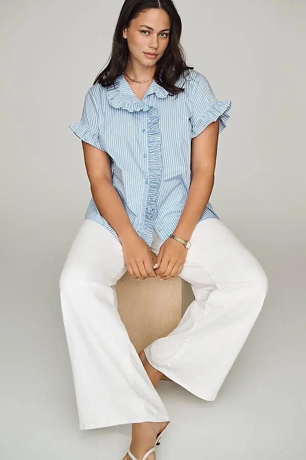 English Factory Ruffled Buttondown Shirt