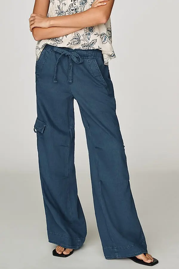 PILCRO Cotton Linen Cargo Pants