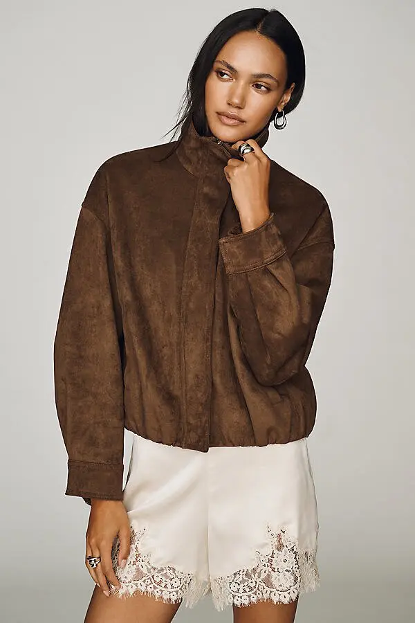 Maeve Imara Faux-suede Zip-up Jacket - Acorn