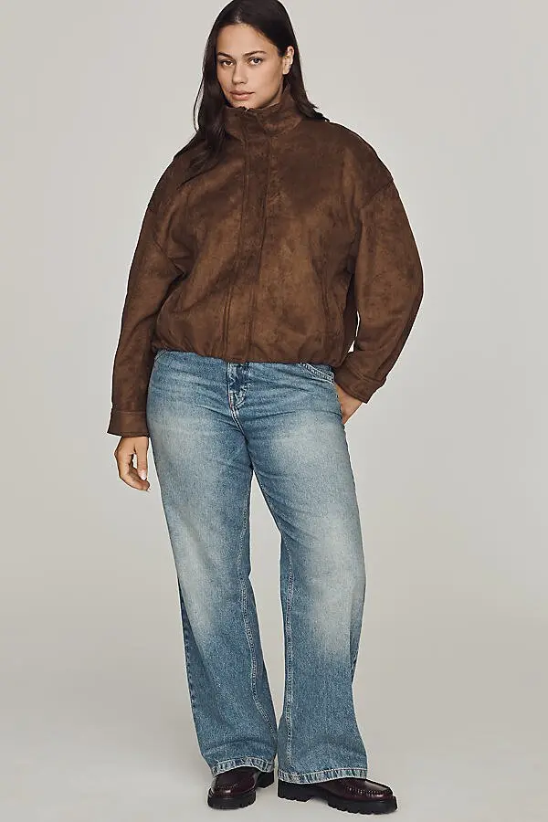 Maeve Imara Faux-suede Zip-up Jacket - Acorn