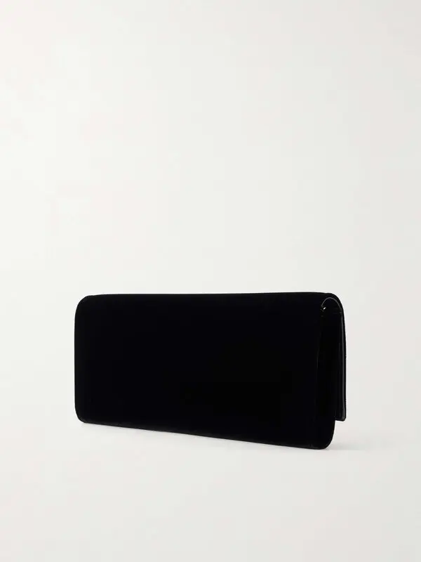 Saint Laurent Kate Velour Logo Chain Clutch
