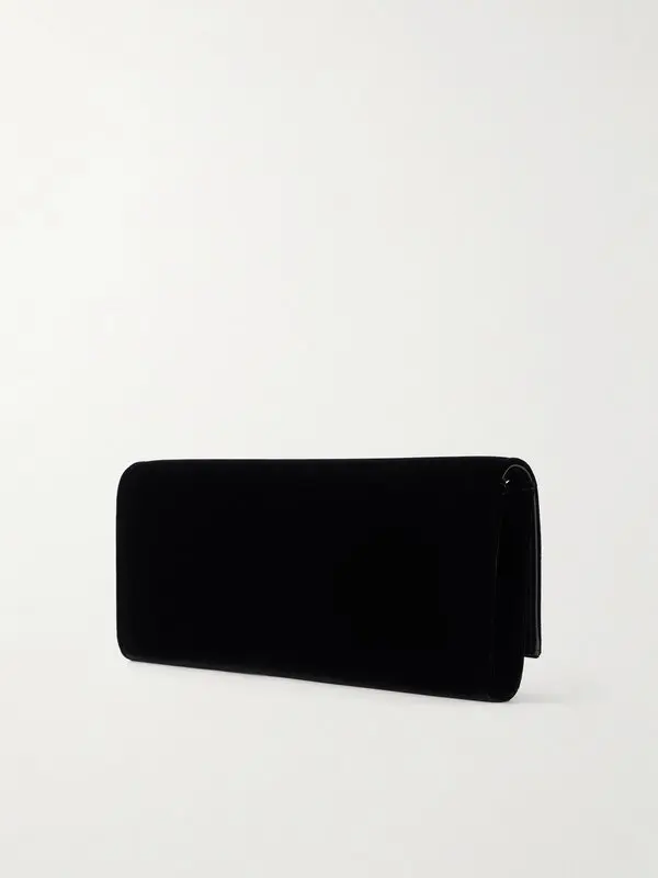 Saint Laurent Kate Velour Logo Chain Clutch