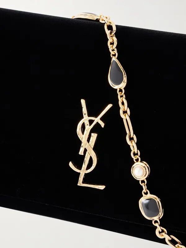 Saint Laurent Kate Velour Logo Chain Clutch