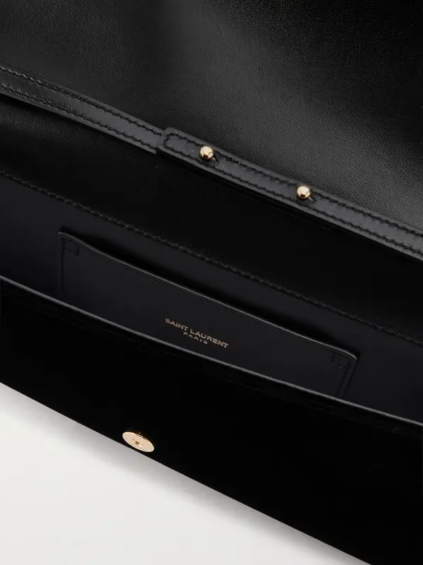 Saint Laurent Kate Velour Logo Chain Clutch