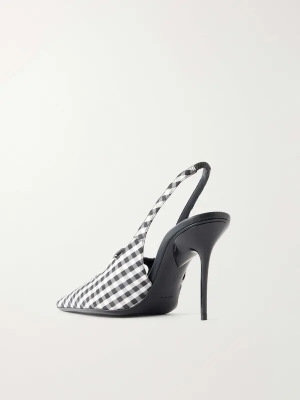Alaïa 90 Checked Leather-trimmed Canvas Slingback Pumps
