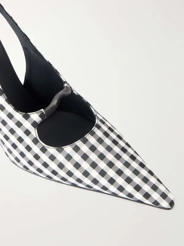 Alaïa 90 Checked Leather-trimmed Canvas Slingback Pumps