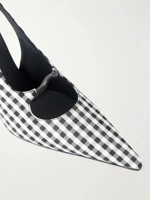 Alaïa Checked Canvas Slingback Pumps