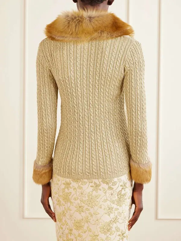 Saint Laurent Shearling-trimmed Lurex Cardigan