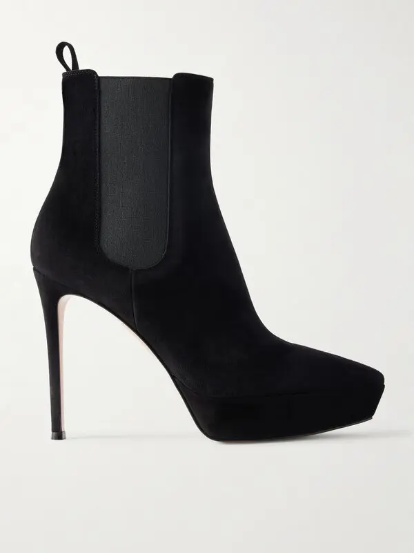 GIANVITO ROSSI 85 Suede Ankle Boots - Black