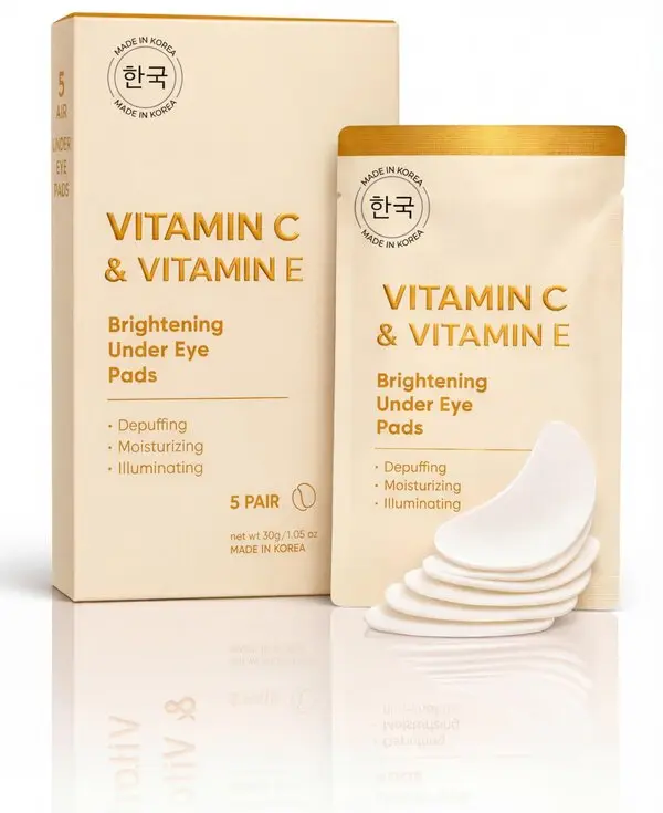 LOVERY Vitamin C And Vitamin E Brightening Under Eye Masks Korean Skincare Hydrating Eye Pad Set 5 Pairs - Orange