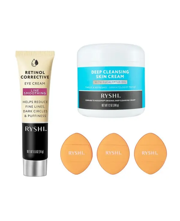PURSONIC Complete Skincare And Beauty Bundle Retinol Corrective Eye Cream And Finger Beauty Blenders And Deep Cleansing Skin Cream - Black