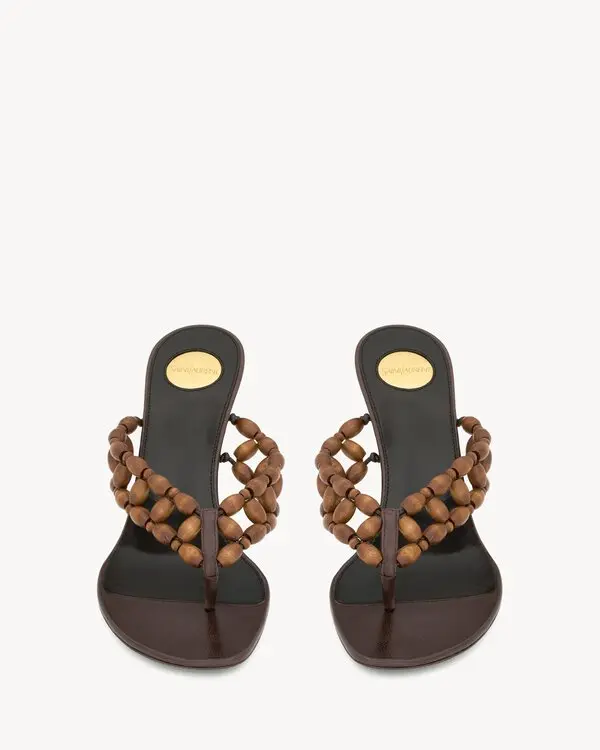 Saint Laurent Zina Sandals In Wooden Beads