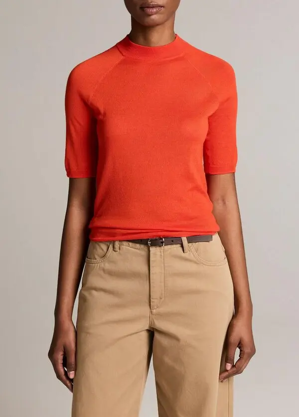 Vince Cashmere-silk Mock-neck Raglan Sweater - Crimson