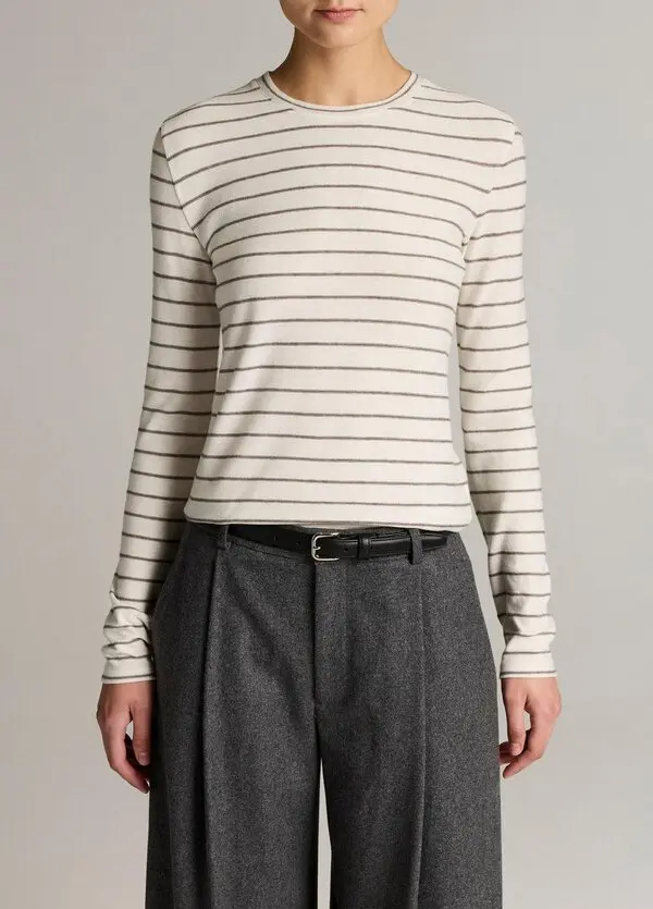 Vince Striped Cotton Long-sleeve T-shirt - Off White Combo
