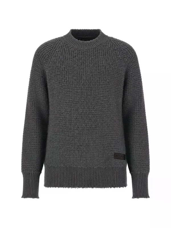 Dsquared2 Waffle-knit Raglan-sleeve Sweater - Grey