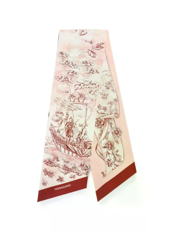 FERRAGAMO Voyage-print Pointed-tip Scarf