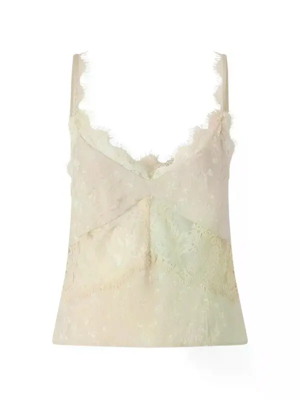 Pinko Lace-trim Crinkled Top - Neutrals