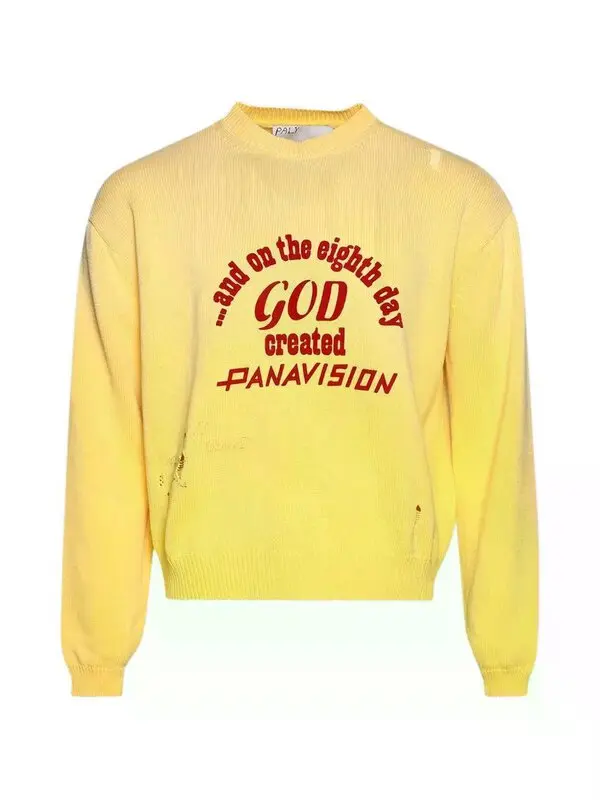 PALY Eden Distressed Graphic-print Sweater - Yellow