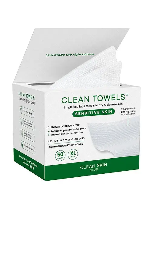 CLEAN SKIN CLUB Sensitive Skin Clean Towels Xl 50 Count In White - N,a