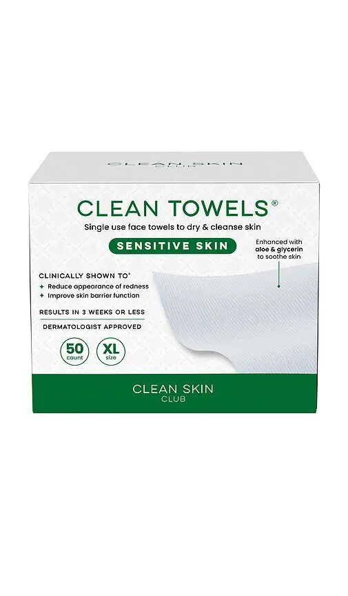 CLEAN SKIN CLUB Sensitive Skin Clean Towels Xl 50 Count In White