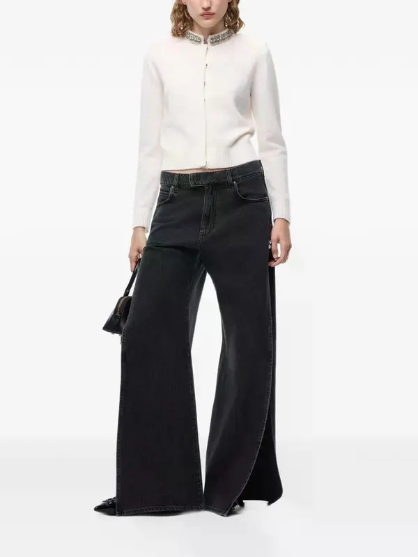Pinko Crystal-embellished Fine Knit Cardigan - Neutrals